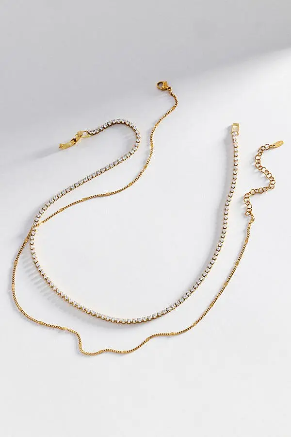 Anthropologie Water-resistant Layering Necklaces Set - Gold