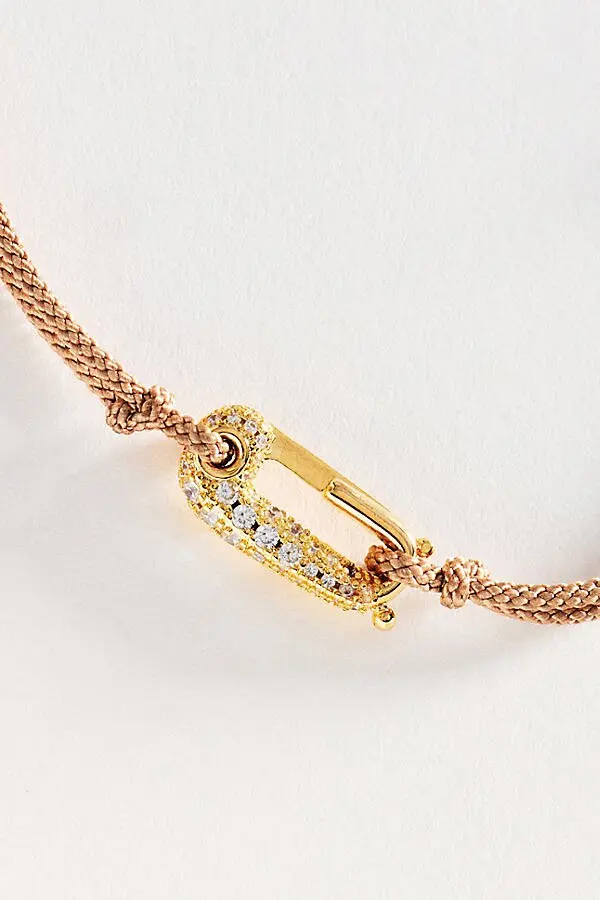 Anthropologie Corded Crystal Carabiner Necklace - Sand