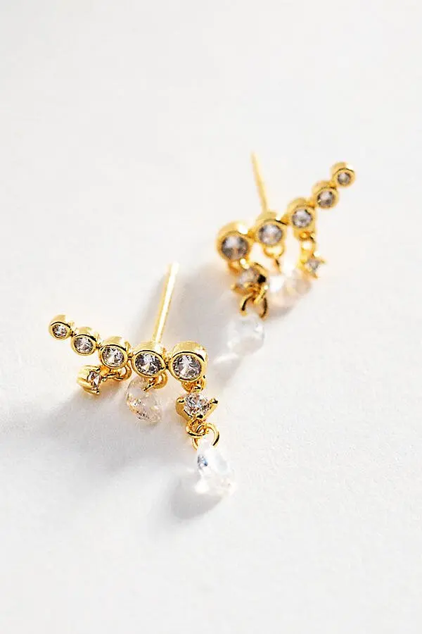 Anthropologie Gilded Dewdrop Climber Earrings - Gold