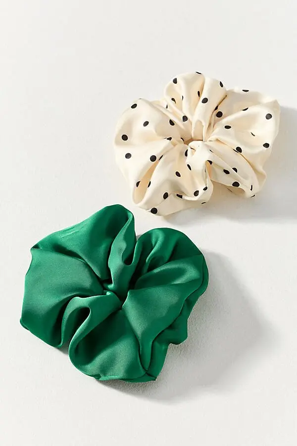 NATASHA Polka Dot Scrunchies Set - Green