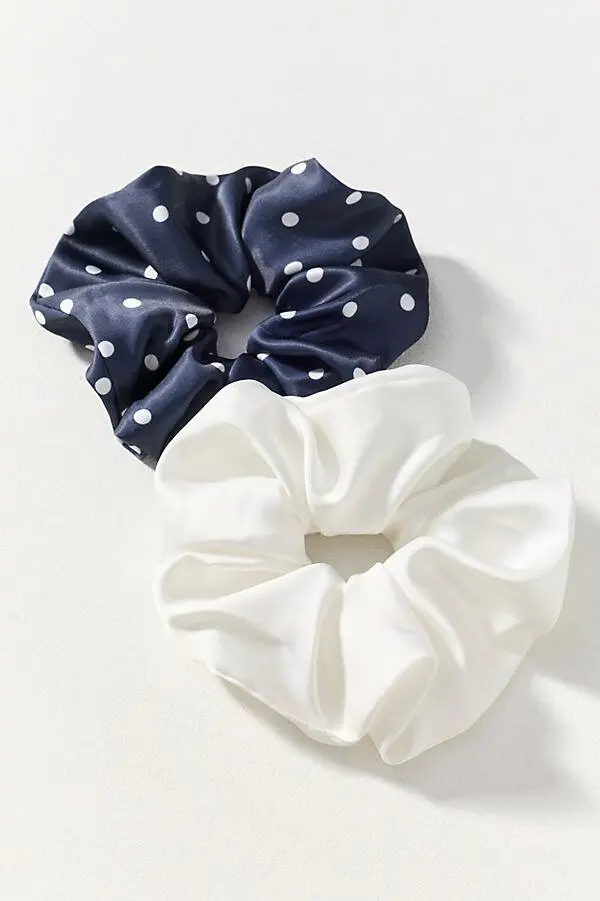 NATASHA Polka Dot Scrunchies Set - Navy/white