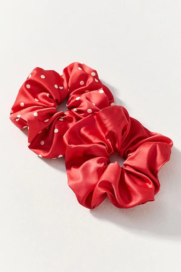 NATASHA Polka Dot Scrunchies Set - Red