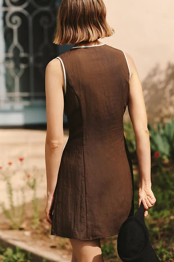 MARE MARE Linen Asymmetric Button Mini Dress