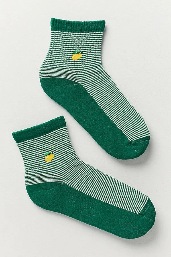 AMERICAN TRENCH Striped Icon Crew Socks - Lemon
