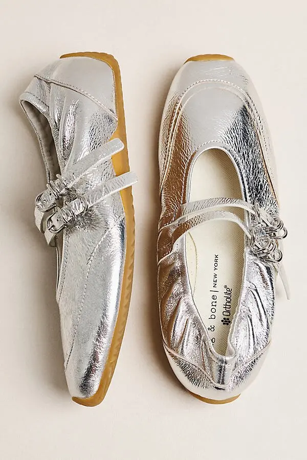 Rag & Bone Emilee Mary Jane Flats - Silver