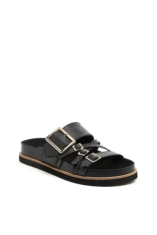 KELSI DAGGER BROOKLYN Buckle Slide Sandals - Black