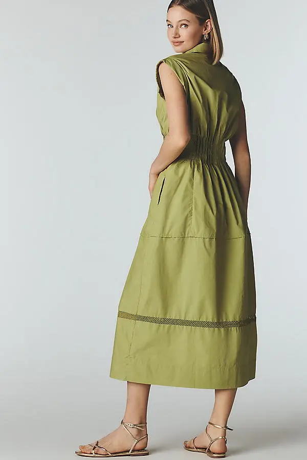 Maeve 100% Cotton Waisted Midi Shirtdress