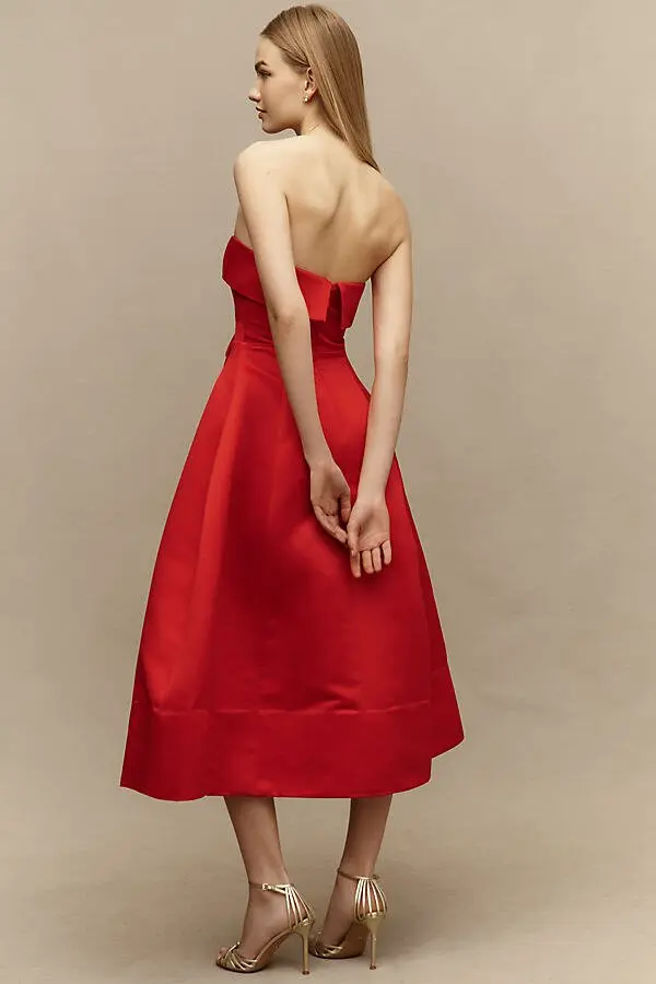 Bhldn Strapless Midi Dress With Bow Detail