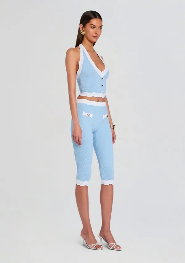 Retrofete Bathilde Rib Knit Capri Pant - Metallic Glace/wht