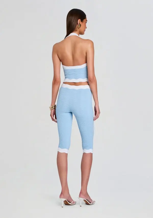 Retrofete Bathilde Rib Knit Capri Pant - Metallic Glace/wht