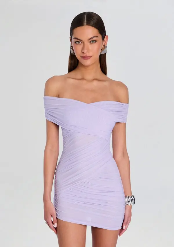 SEROYA Mesh Mini Dress - Lilac Bloom