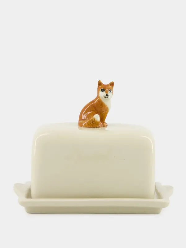 QUAIL CERAMICS Fox Butter Dish - White