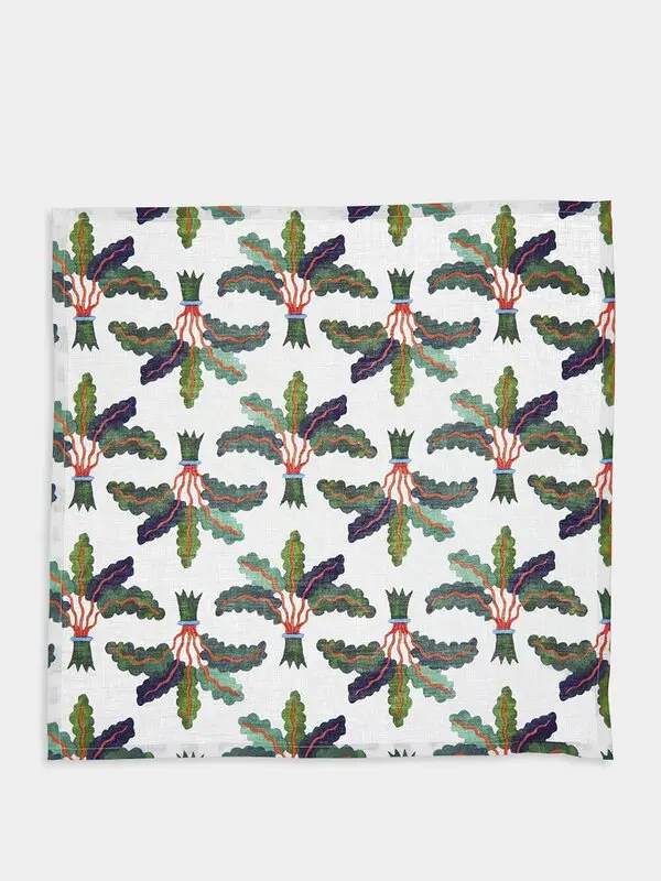 La DoubleJ Set Of 2 Palms Linen Napkins