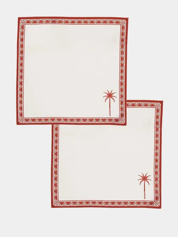 La DoubleJ Set Of 2 Date Palms Large Napkins - White
