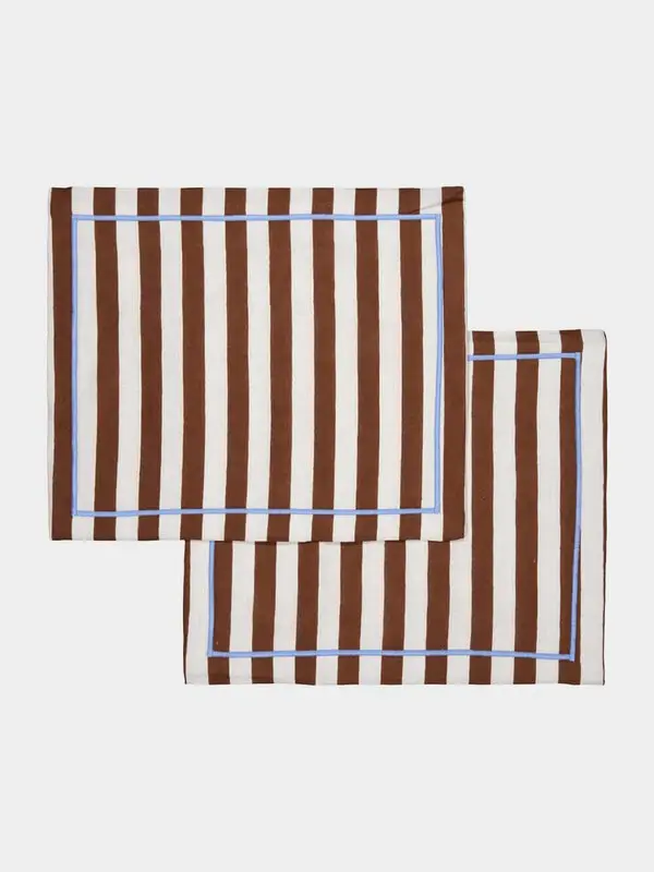 La DoubleJ Stripped Placemat Set - Brown