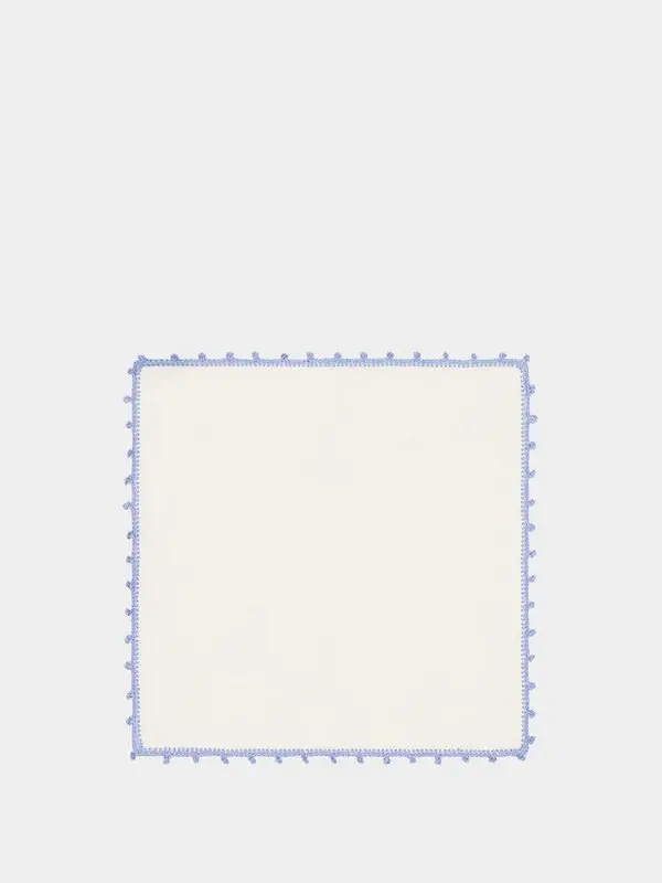 HOUSE OF CAPRICORN Hand-embroidered Linen Cocktail Napkin - Blue