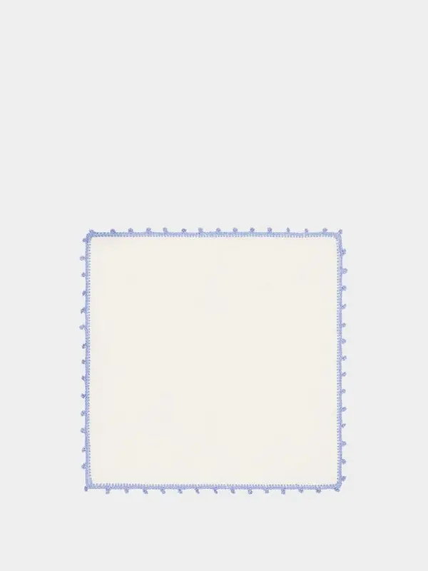 HOUSE OF CAPRICORN Hand-embroidered Linen Cocktail Napkin - Blue