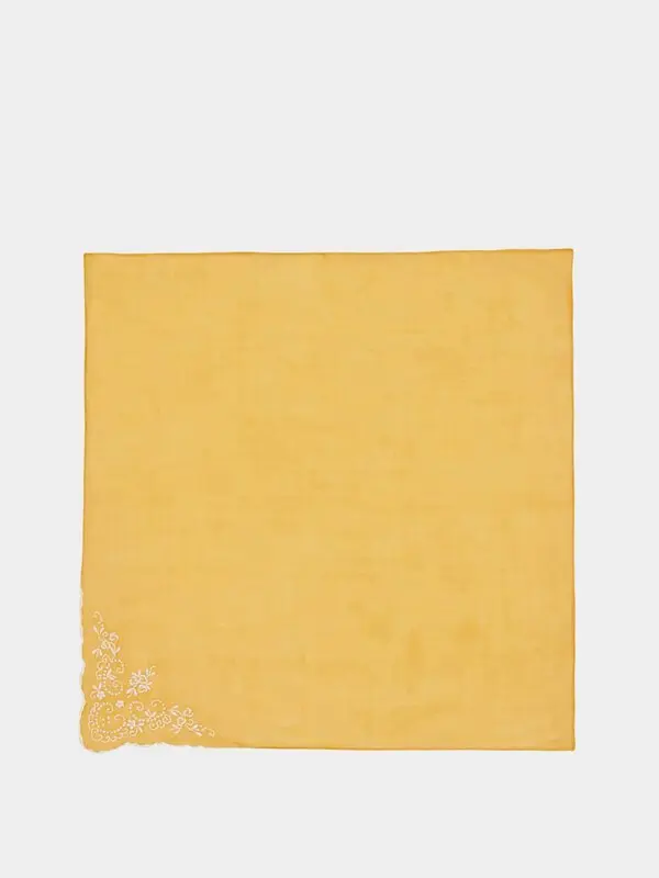 HOUSE OF CAPRICORN Hand-embroidered Cotton Napkin - Yellow