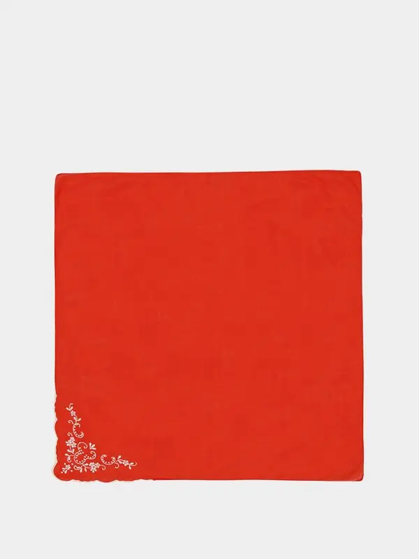 HOUSE OF CAPRICORN Hand-embroidered Cotton Santana Napkin - Red