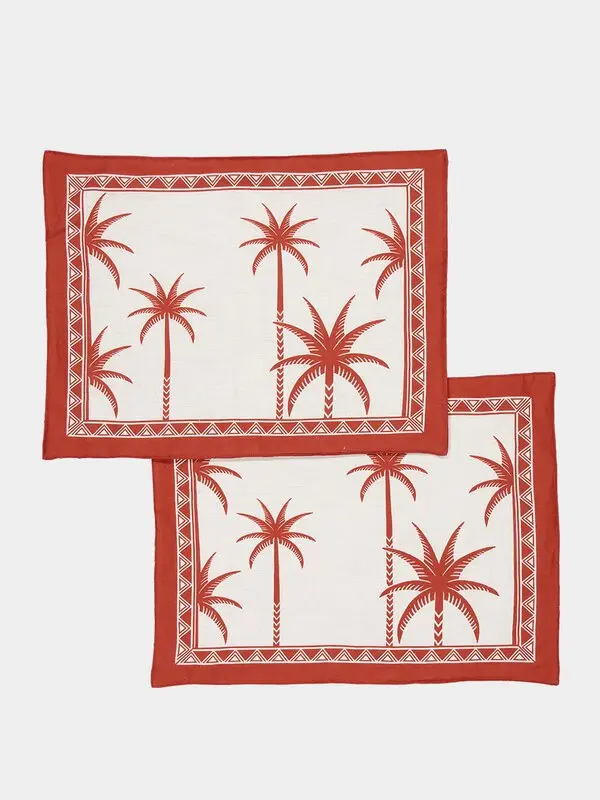 La DoubleJ Set Of 2 Palm Tree Linen Placemats