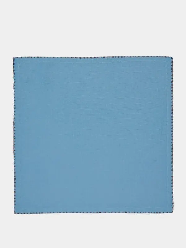 HOUSE OF CAPRICORN Hand-embroidered Linen Napkin - Blue