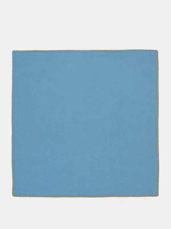 HOUSE OF CAPRICORN Hand-embroidered Linen Napkin - Blue