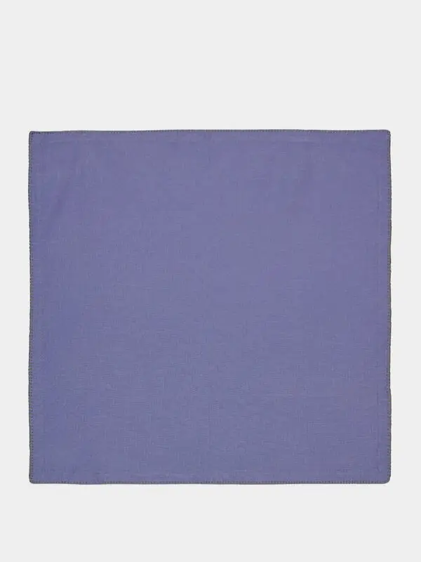 HOUSE OF CAPRICORN Hand-embroidered Maria Linen Napkin - Blue