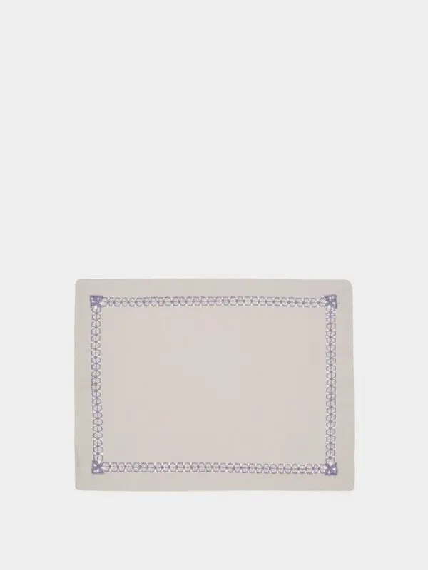 HOUSE OF CAPRICORN Hand-embroidered Linen Placemat - Grey