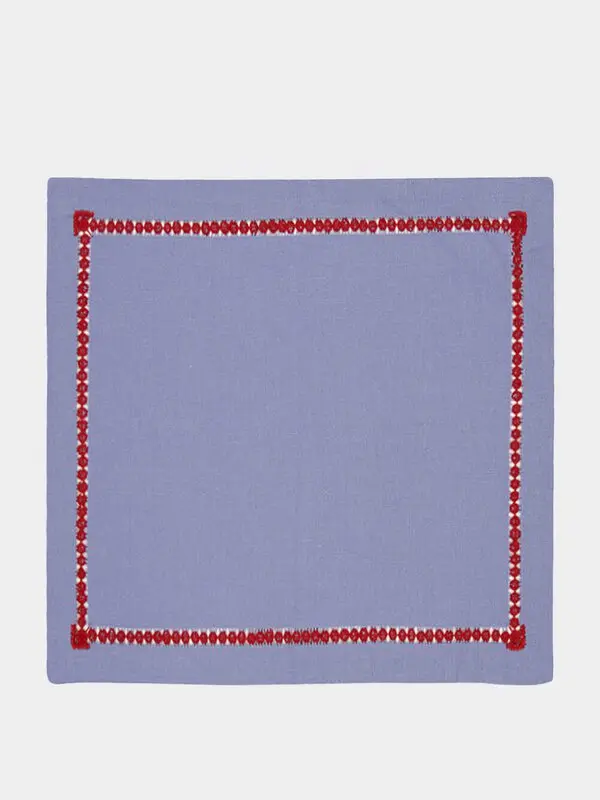 HOUSE OF CAPRICORN Hand-embroidered Linen Napkin - Blue