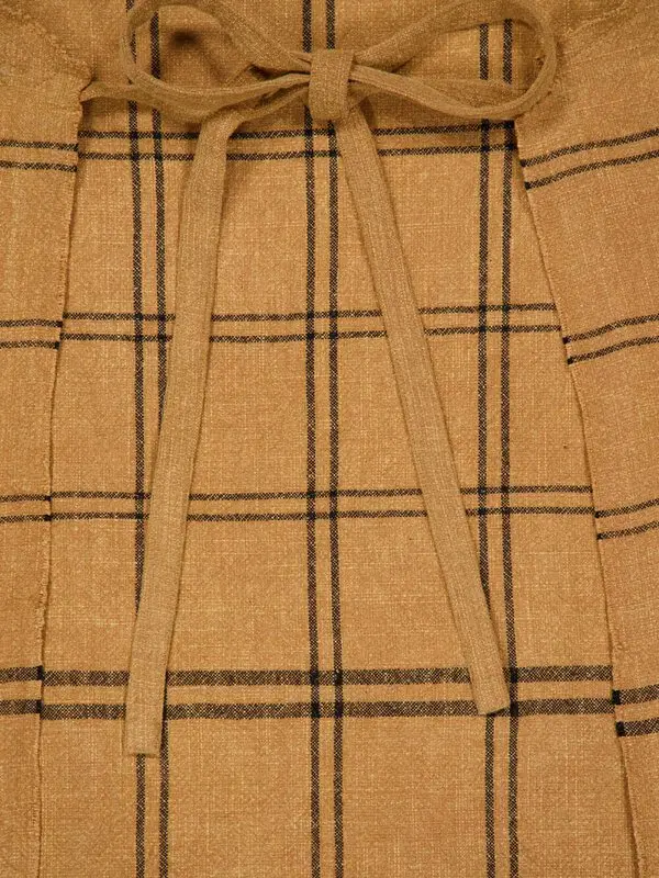 Madam Stoltz Checked Apron With Fringes