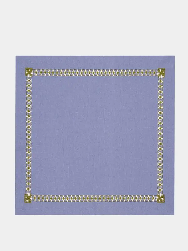 HOUSE OF CAPRICORN Hand-embroidered Maria Linen Napkin - Blue