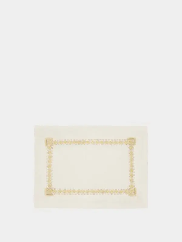 HOUSE OF CAPRICORN Maria Hand-embroidered Linen Napkin - White