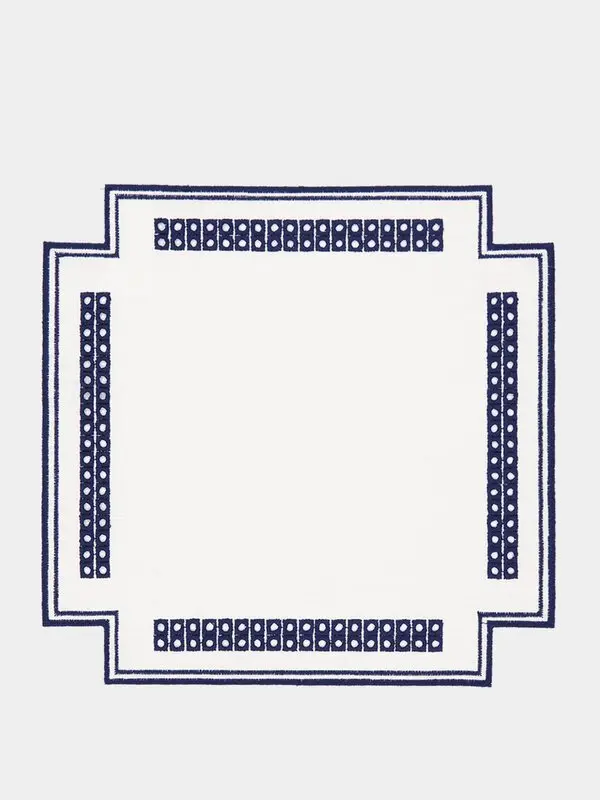 Borgo Delle Tovaglie Erica Antistain Linen Placemat In Ivory And Blue - White