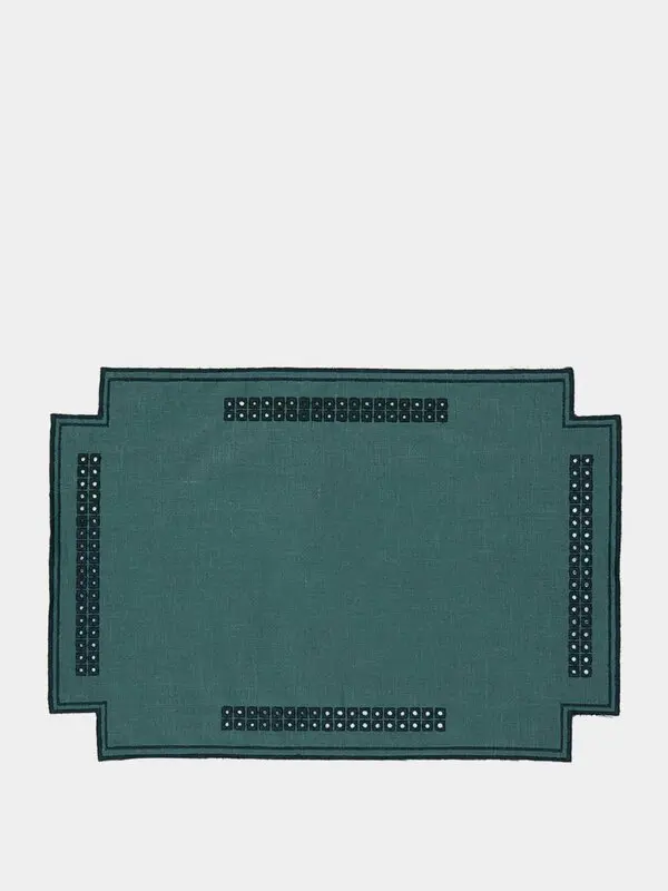 BORGO DELLE TOVAGLIE Erica Antistain Linen Horizontal Placemat - Green