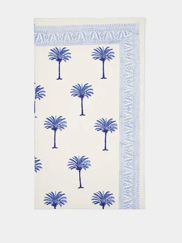 LES-OTTOMANS Palms Cotton Tablecloth - White
