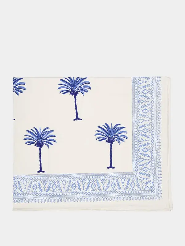 LES-OTTOMANS Palms Cotton Tablecloth - White