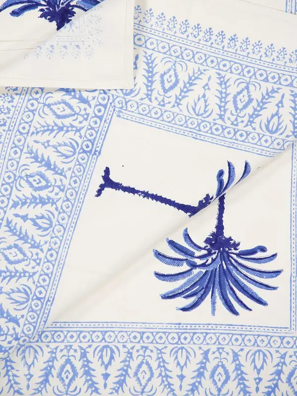 LES-OTTOMANS Palms Cotton Tablecloth - White