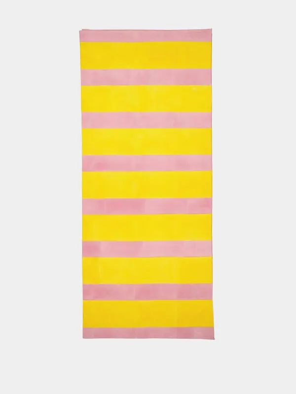 LES-OTTOMANS Striped Block Print Tablecloth - Yellow