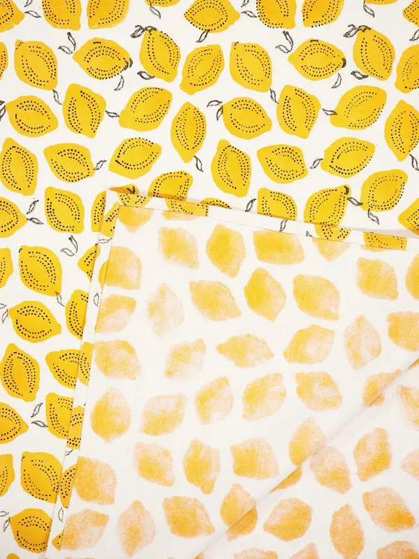 LES-OTTOMANS Citrus Print Cotton Tablecloth - Yellow