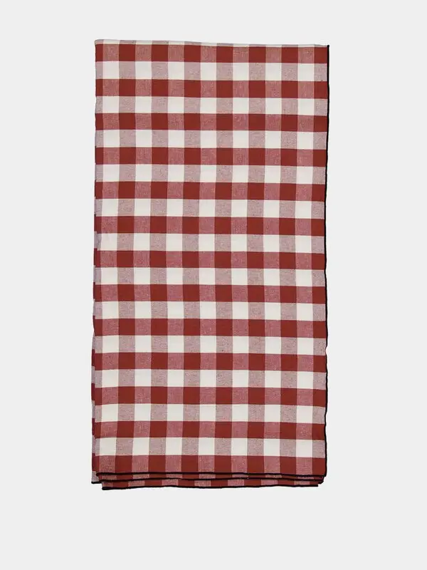 Maison De Vacances Bourdon Black Mesh Gingham Rectangular Large Tablecloth - Red