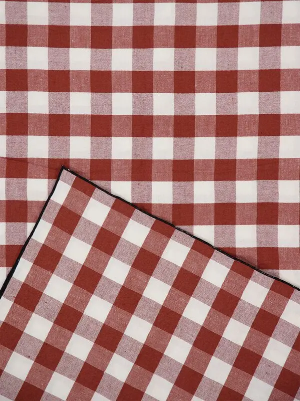 Maison De Vacances Bourdon Black Mesh Gingham Rectangular Large Tablecloth - Red
