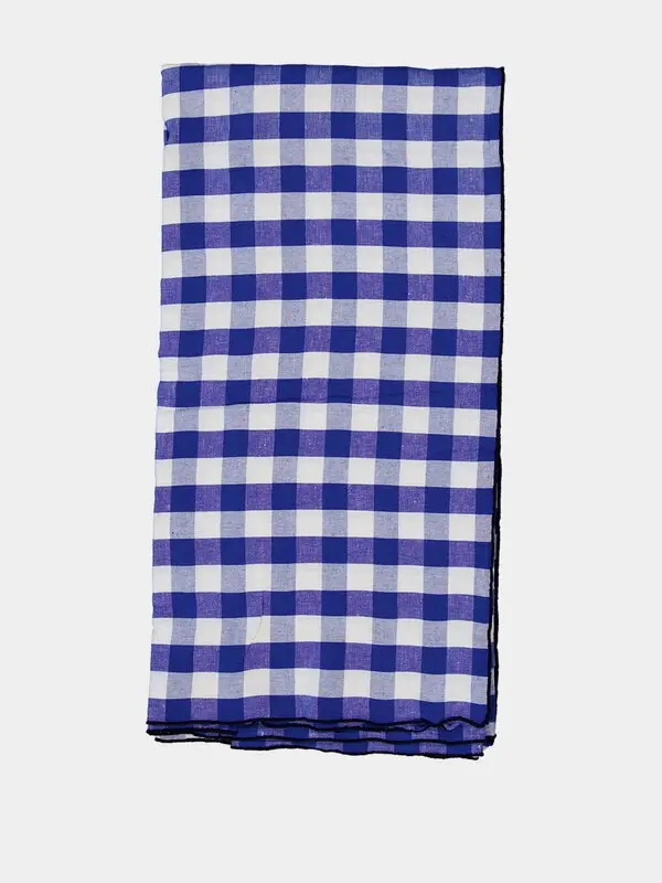 Maison De Vacances Bourdon Black Mesh Gingham Rectangular Extra Large Tablecloth - Blue