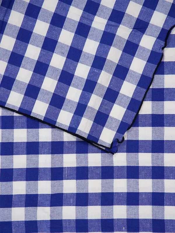 Maison De Vacances Bourdon Black Mesh Gingham Rectangular Extra Large Tablecloth - Blue
