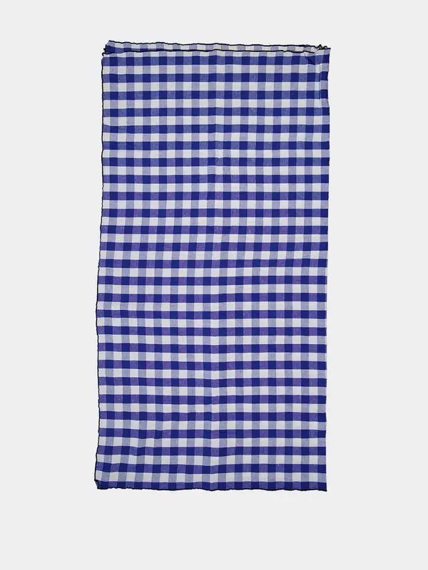 Maison De Vacances Bourdon Mesh Gingham Rectangular Large Tablecloth - Blue