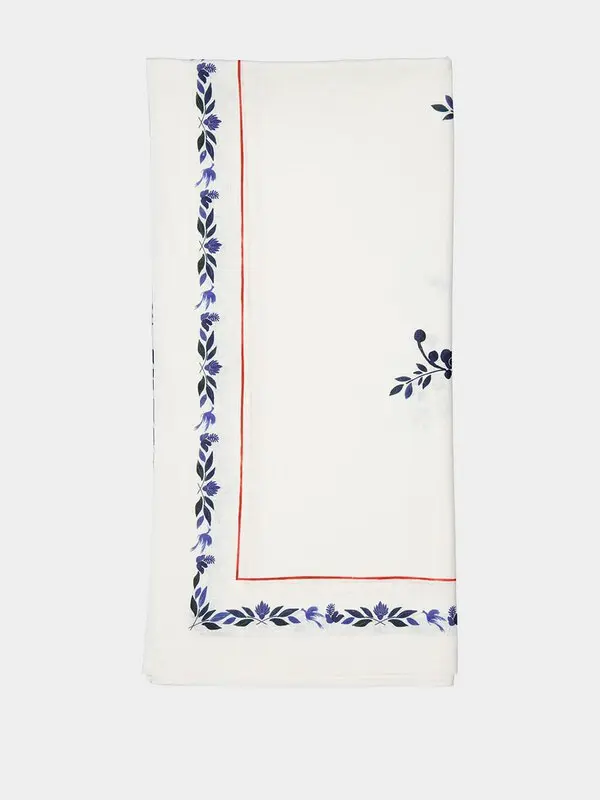 La DoubleJ Wildbird Placée Linen Large Tablecloth - Blue
