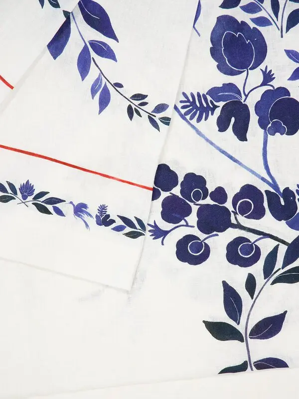 La DoubleJ Wildbird Placée Linen Large Tablecloth - Blue