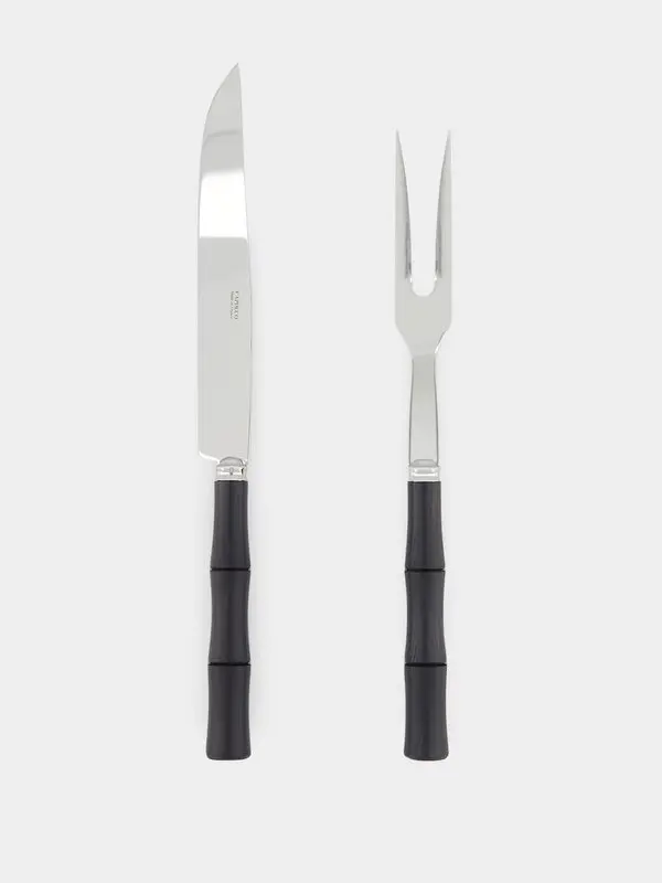 CAPDECO Byblos Bamboo Black Carne Server - Silver
