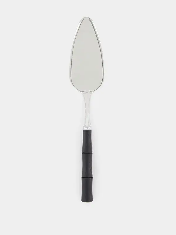 CAPDECO Byblos Bamboo Black Cake Server By - Silver