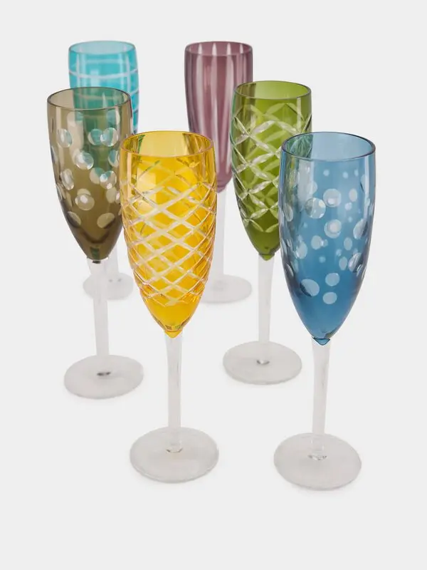 POLSPOTTEN Set Of 6 Champagne Cuttings Glasses