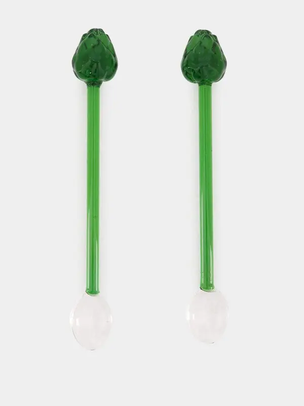 ICHENDORF MILANO Artichoke Glass Spoons Set Of 2 - Green